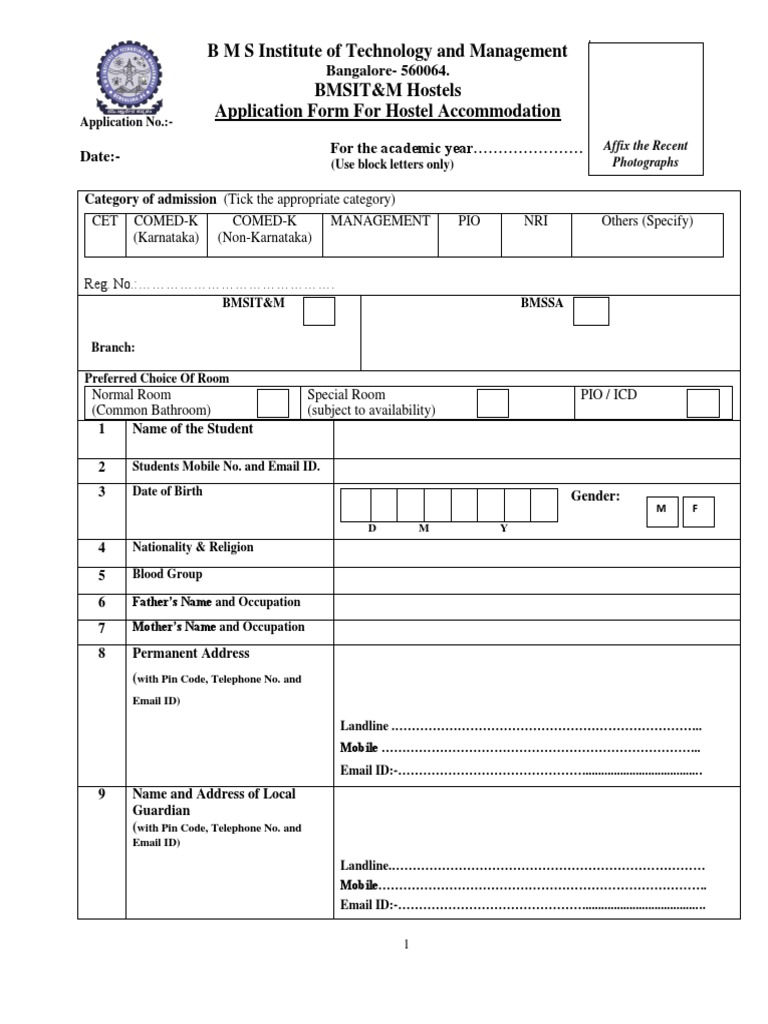 B M S Institute of Technology and Management BMSIT&M Hostels ...