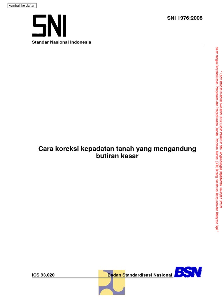 Koreksi Kepadatan Tanah Butiran Kasar SNI | PDF | Teknologi & Rekayasa