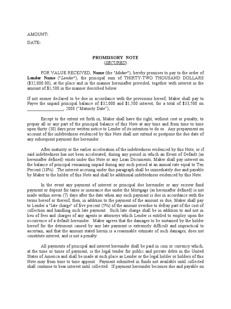 Sample Promissory Note | PDF | Promissory Note | Loans