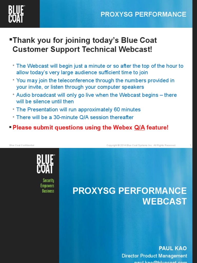 ProxySG Performance Webcast - BTO | PDF | Proxy Server | Transport ...