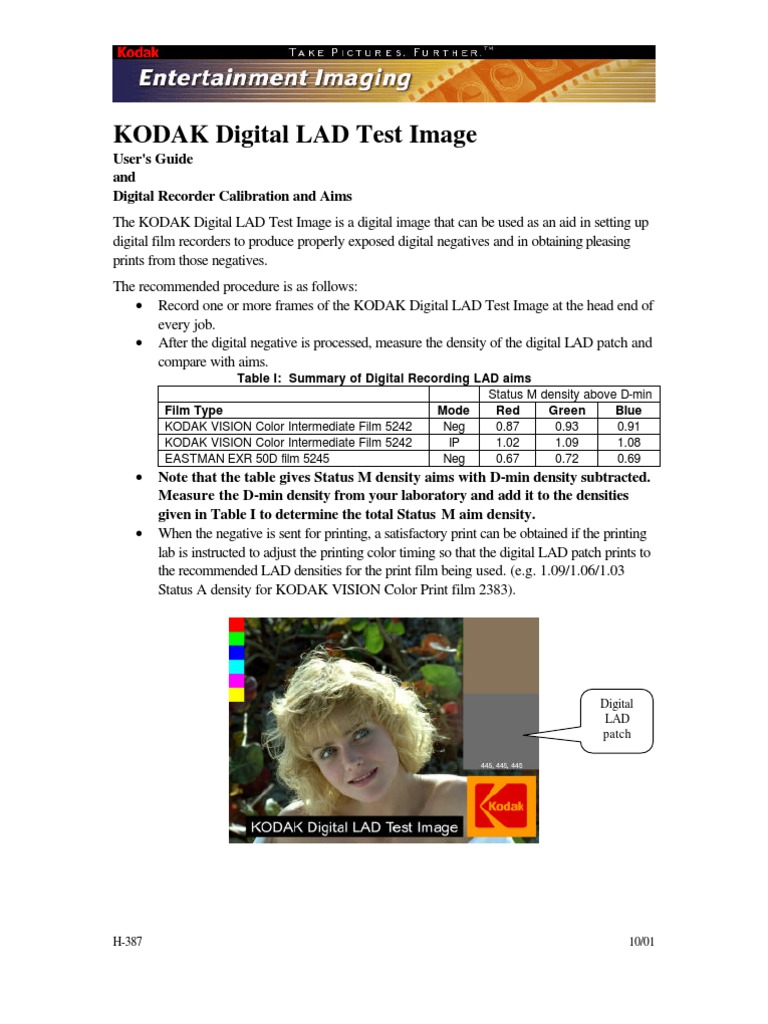 KODAK Digital LAD Test Image: Table I: Summary of Digital Recording LAD ...