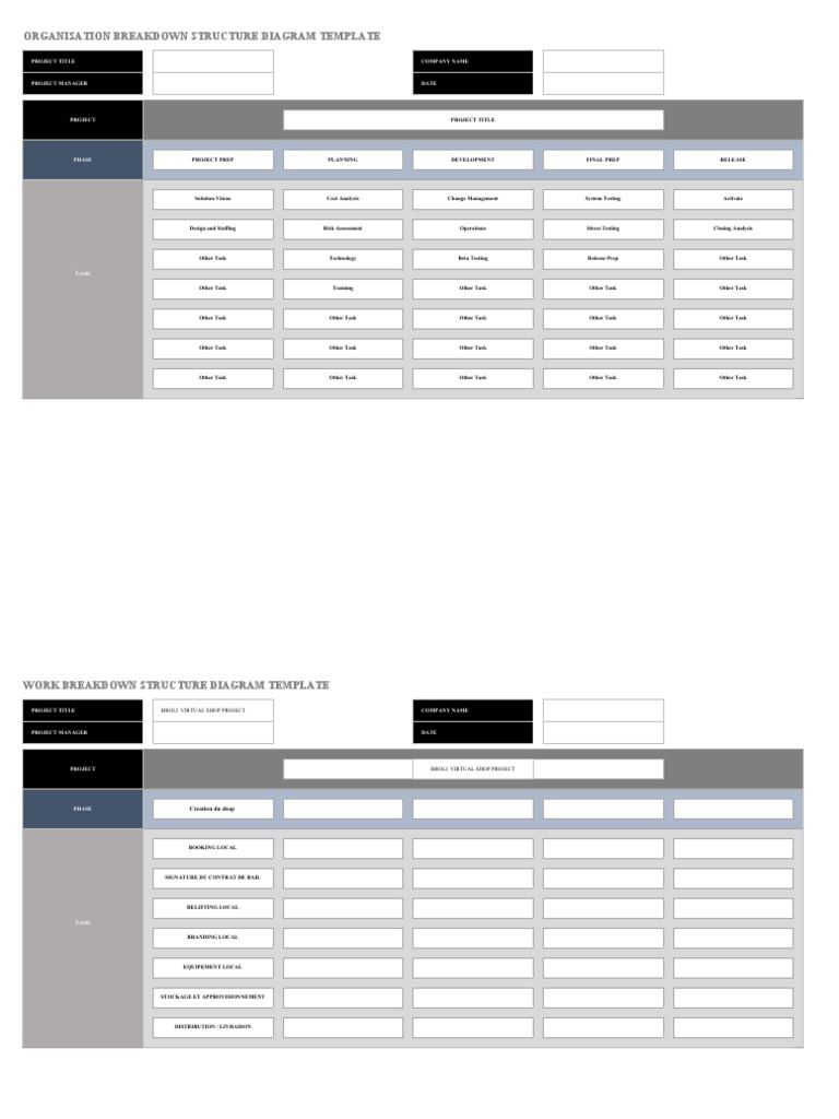 Organisation Breakdown Structure Diagram Template: Project Title ...