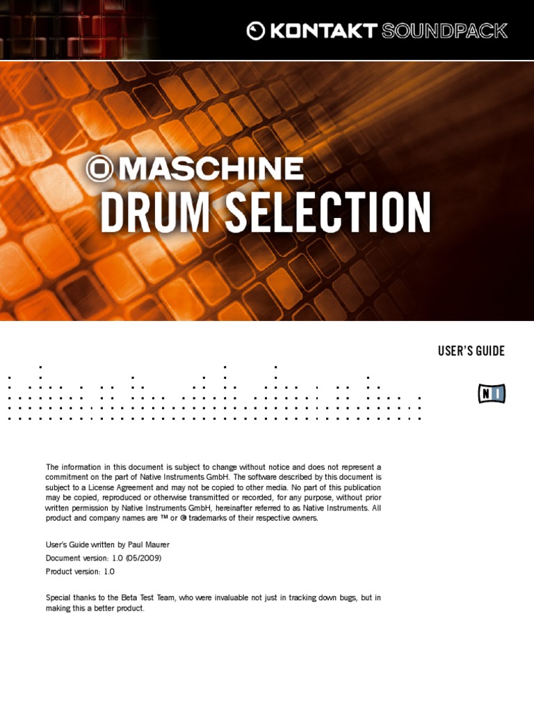 Maschine Drum Selection Manual English | Download Free PDF | Drum Kit ...