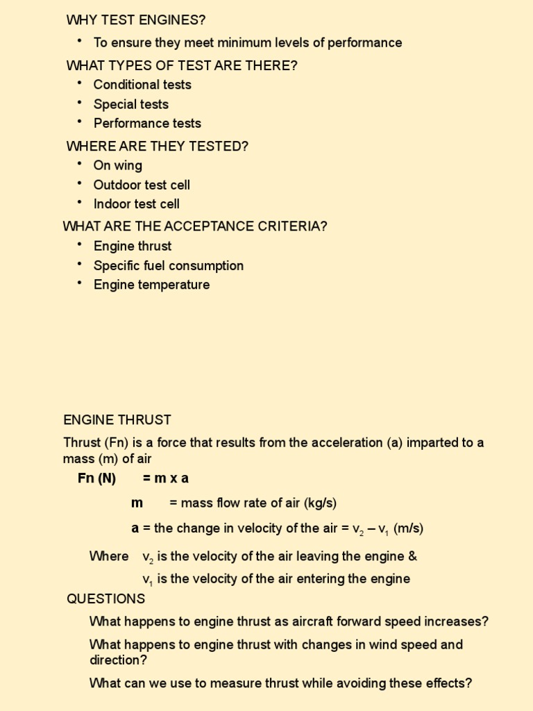 Basics Of Gas Turbine Engine Testing Pdf Thrust Engines