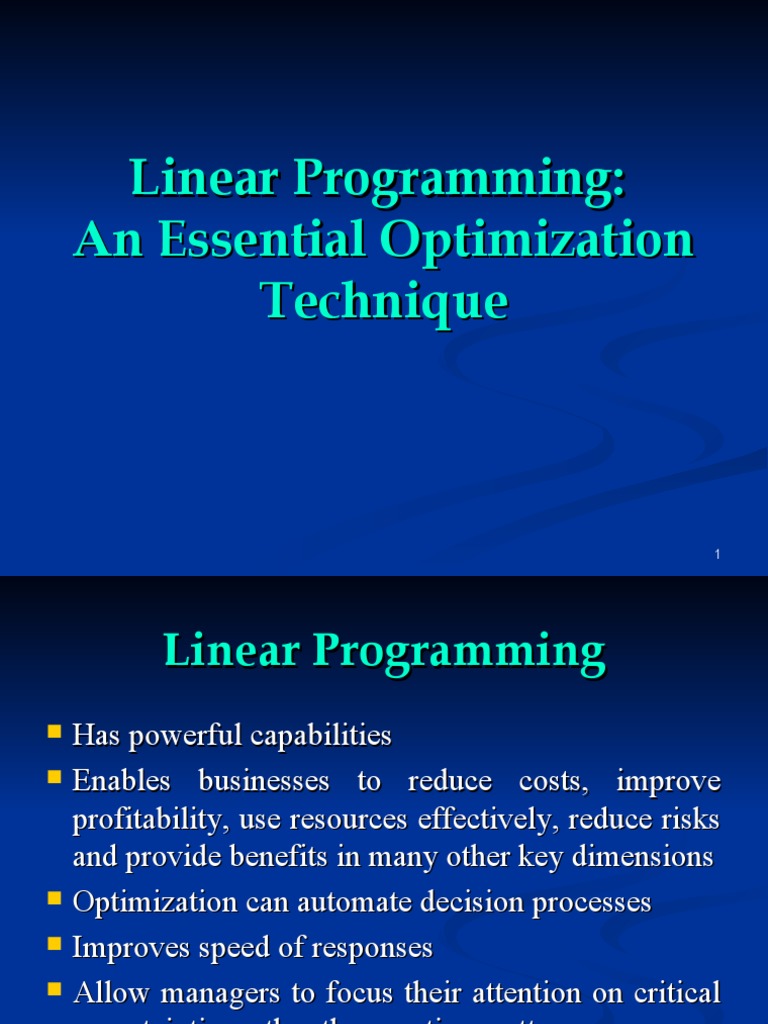 Linear Programming: An Essential Optimization Technique | PDF | Linear ...