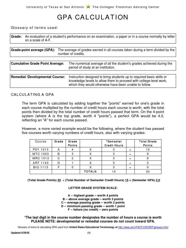 Gpa Calculation | PDF | Course Credit | Student Assessment And Evaluation