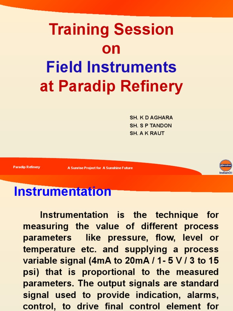 Field Instrumentation Training at Paradip Refinery | PDF | Flow ...