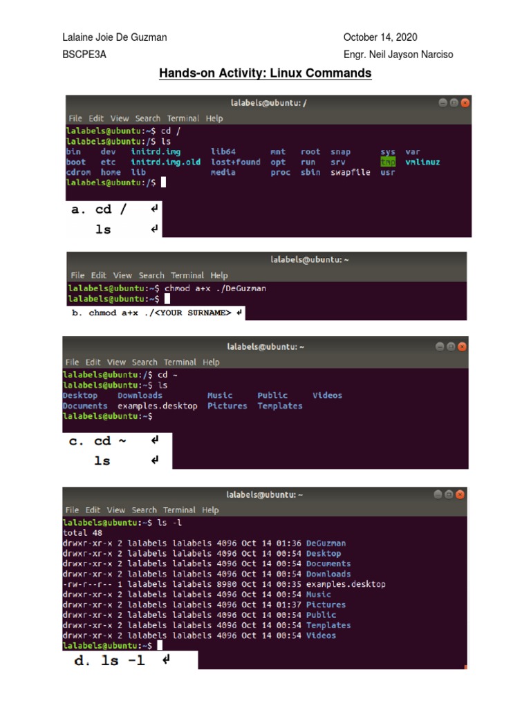 Hands-On Activity: Linux Commands: Lalaine Joie de Guzman October 14 ...