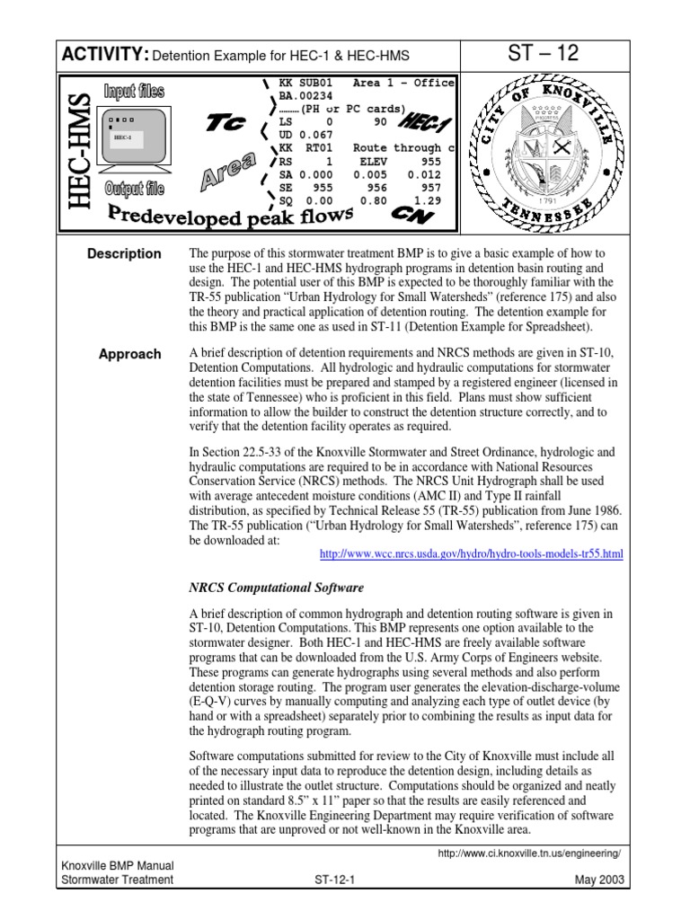 HEC-1 & HEC-HMS Detention Design Guide | PDF | Computer Program ...