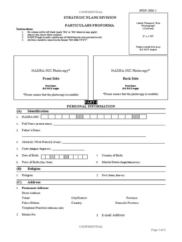 Personal Particulars Proforma Guide | PDF | Written Communication ...