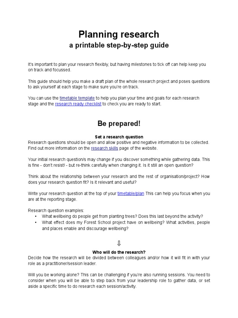 A Printable Step by Step Guide To Planning Your Research Project PDF ...