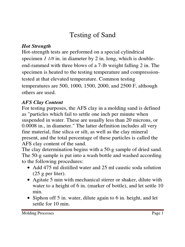 Microsoft Word - Molding Sands - Testing Part | PDF | Pressure ...