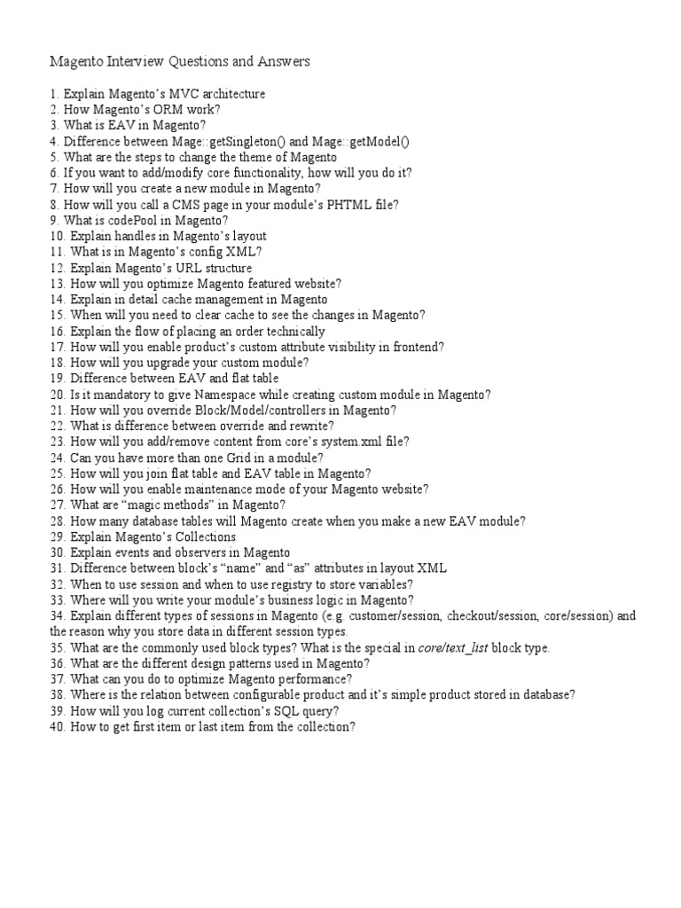 Magento Interview Questions and Answers | PDF