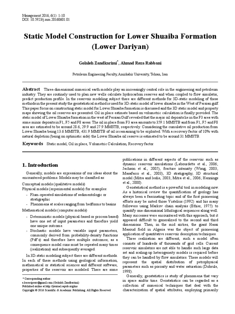 Static Model Construction | PDF | Petroleum Reservoir | Science