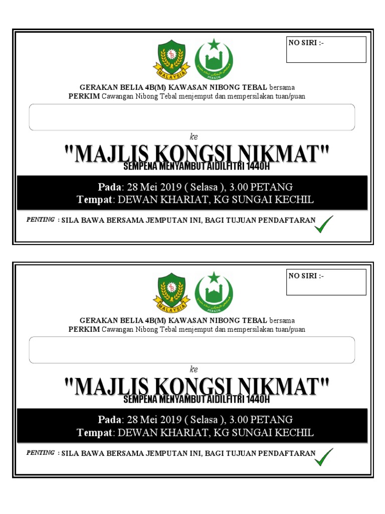 Kad Jemputan Program - Majlis Kongsi Nikmat | PDF