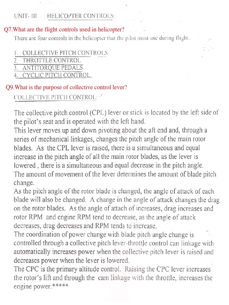 Q9.What Is The Purpose of Collective Control Lever?: Epe Epe | PDF ...