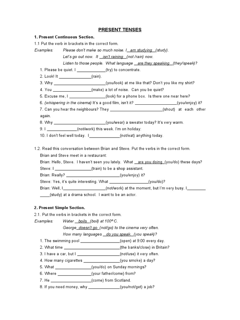 Present Simple Cont | PDF | Grammar | Linguistics