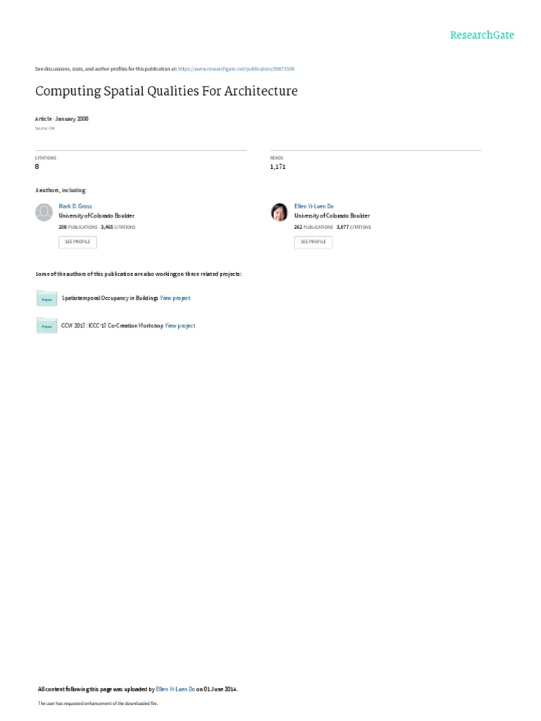 Computing Spatial Qualities For Architecture.0 | PDF | Space | Behavior