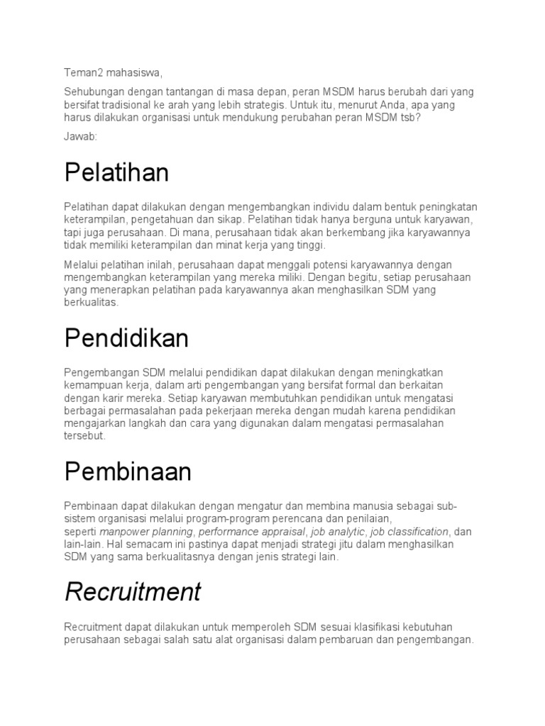 Diskusi 1 Manajemen Sumber Daya Manusia (MSDM) | PDF