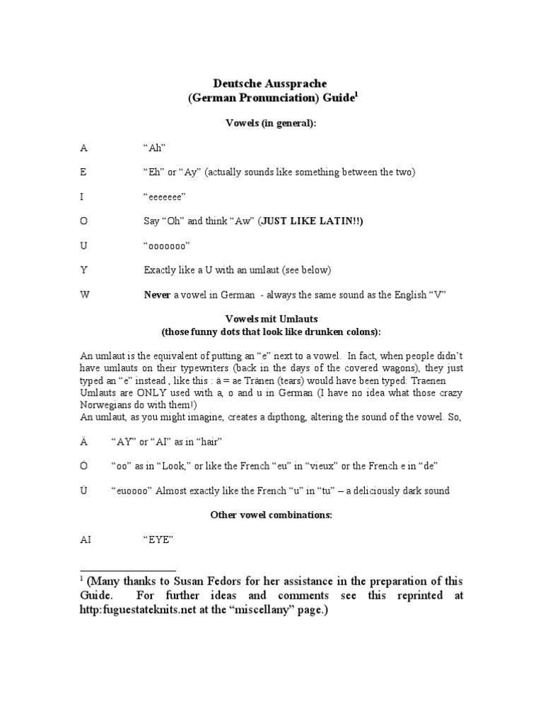 Deutsche Aussprache (German Pronunciation) Guide: Vowels (In General ...