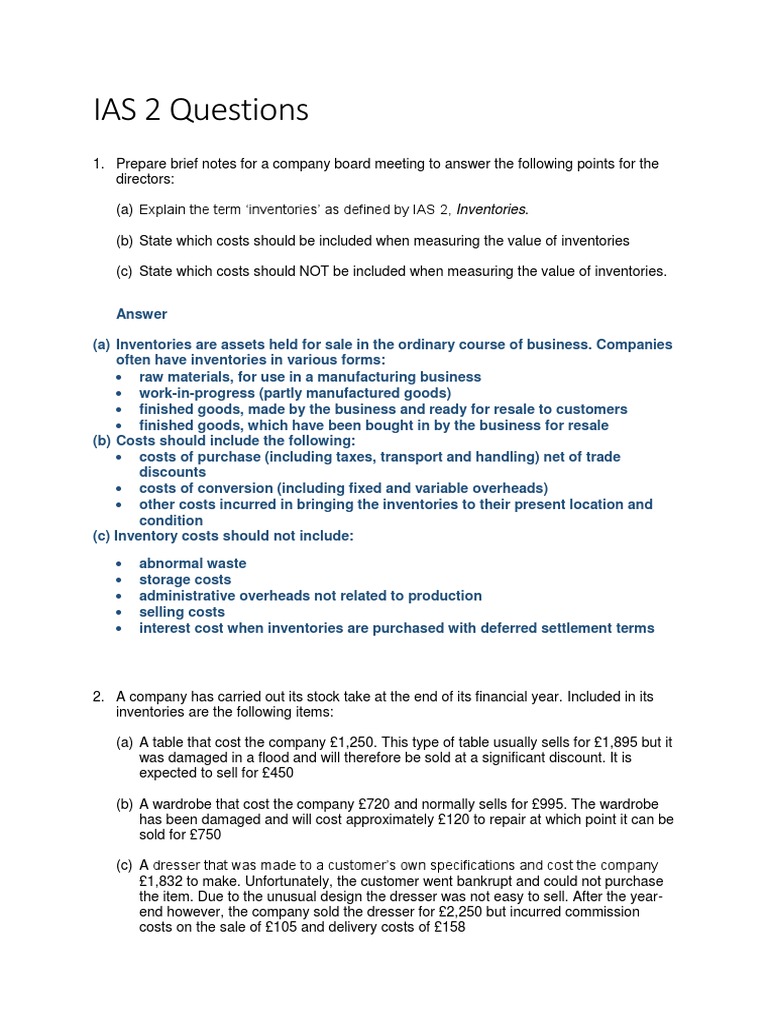 Ias 2 Questions and Answers | PDF | Inventory | Supply Chain Management
