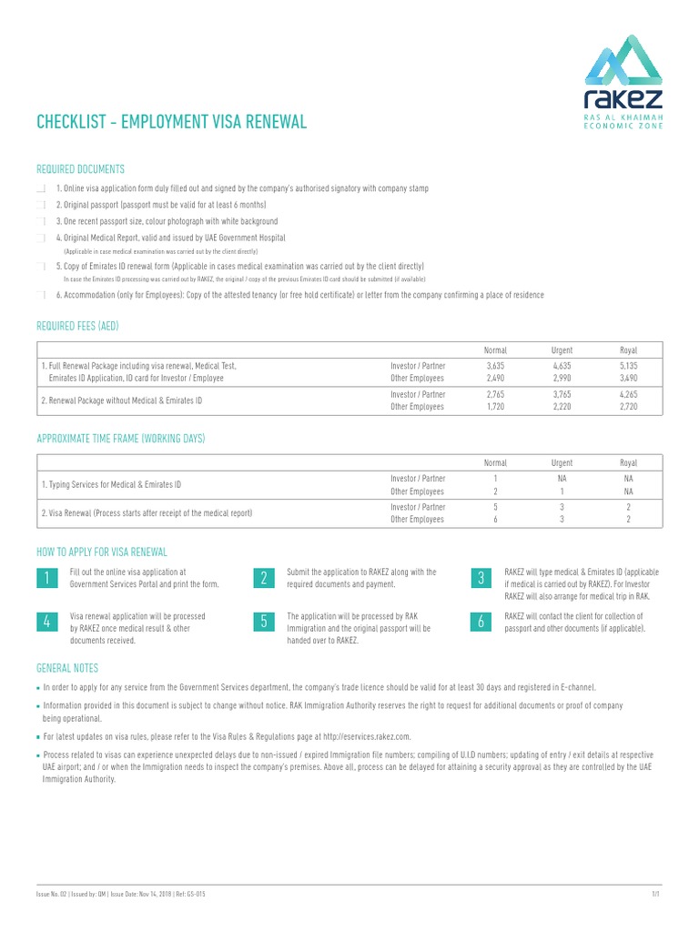 Checklist - Employment Visa Renewal: Required Documents | PDF | Travel ...