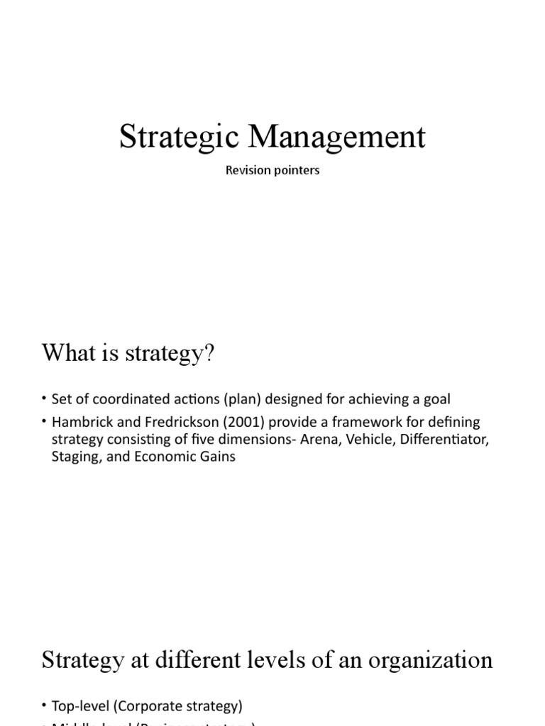 Strategic Management Revision Pointers | PDF | Strategic Management ...