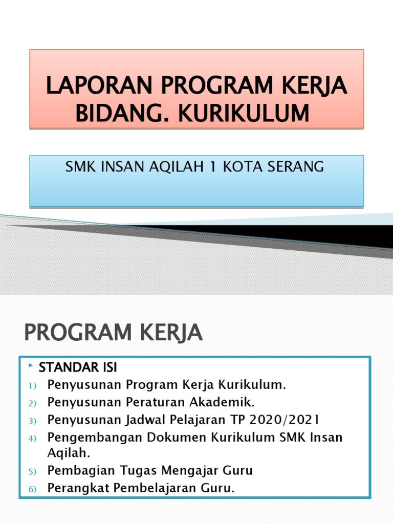 Laporan Program Kerja Bidang Kurikulum SMK Ciruas | PDF