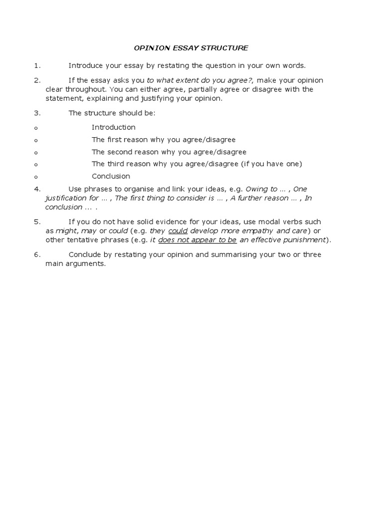 Opinion Essay Structure Guide | PDF | Self-Improvement