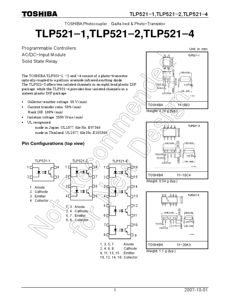 1, TLP521 2, TLP521 4: Programmable Controllers Ac/Dc Input Module ...