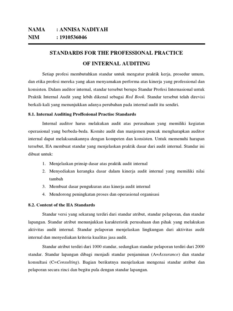 Rangkuman Chapter 8 Standards For The Professional Practice of Internal Auditing | PDF