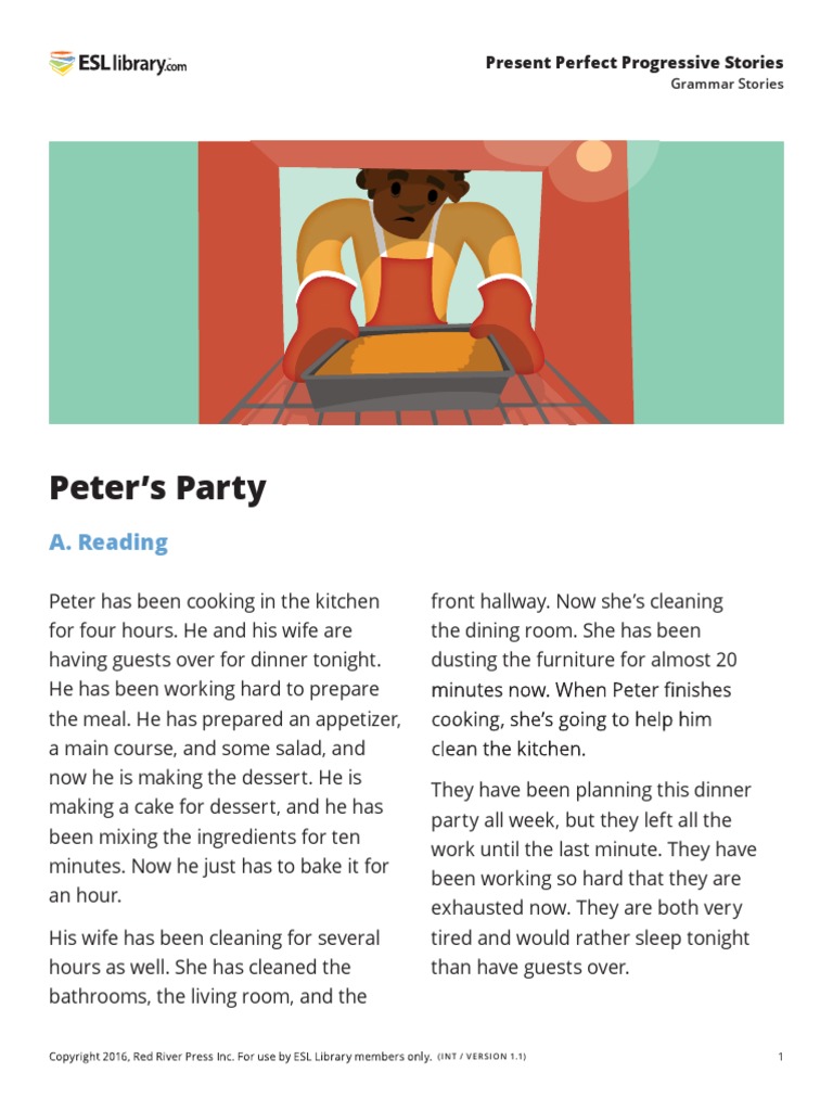 Present Perfect Continuous Reading Comprehension Activity | PDF ...