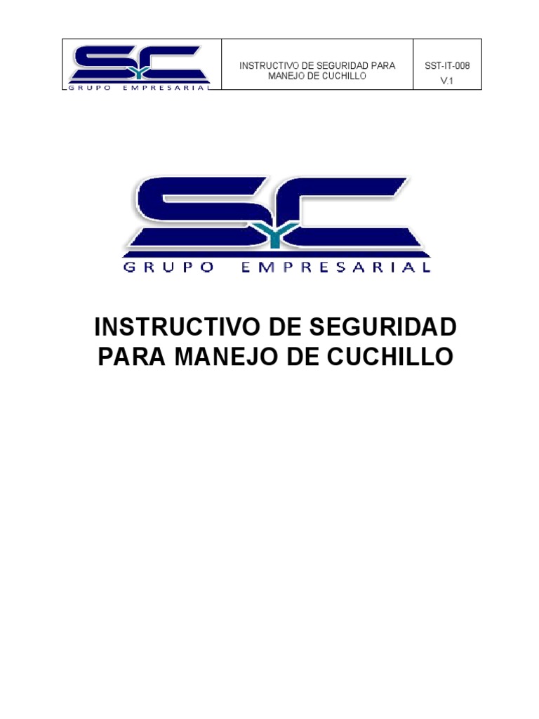Sst-It-008 V.1 Instructivo Seguridad Manejode Cuchillos | PDF | Cuchillo | Naturaleza
