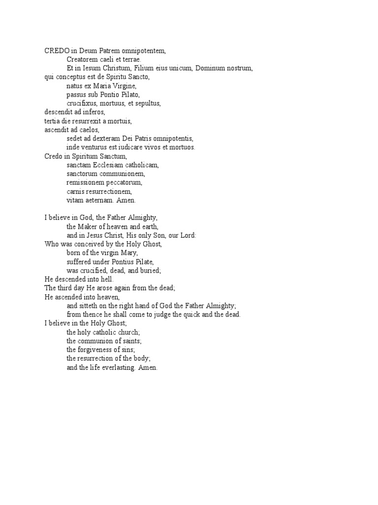 Apostles' Creed Translation | PDF