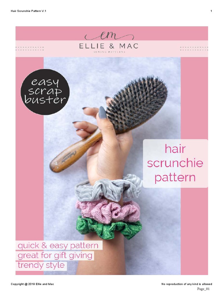 Hair Scrunchie Pattern V.1 1: Page - 01 | PDF | Seam (Sewing) | Sewing