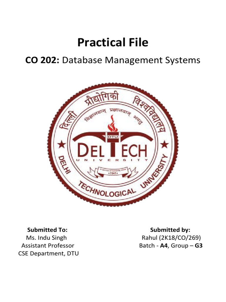 Practical File: CO 202: Database Management Systems | PDF | Databases | Relational Database