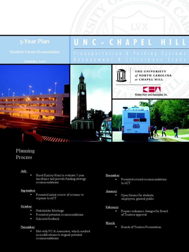 UNC Transport 5 Year Plan | PDF | Parking | Public Transport