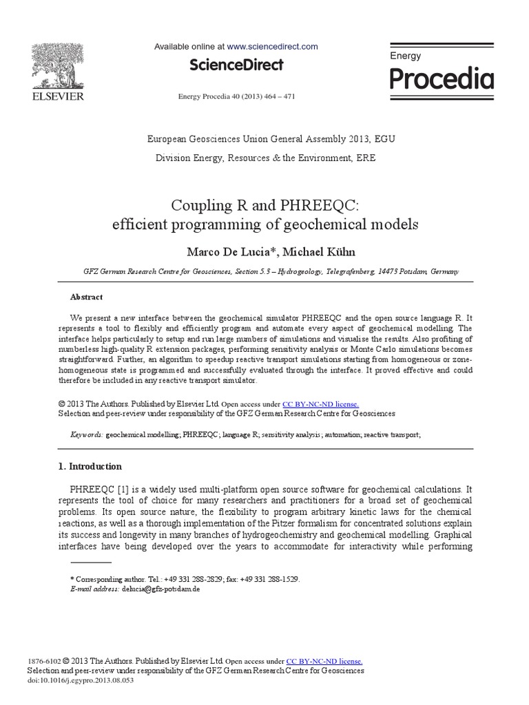 R y Phreeqc PDF | PDF | Sensitivity Analysis | Simulation
