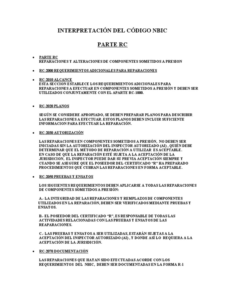 Requerimientos del Código NBIC | PDF | Soldadura | Construcción