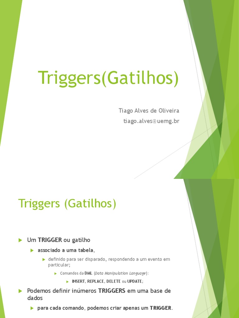 Aula Triggers | PDF | SQL | Software de gerenciamento de dados