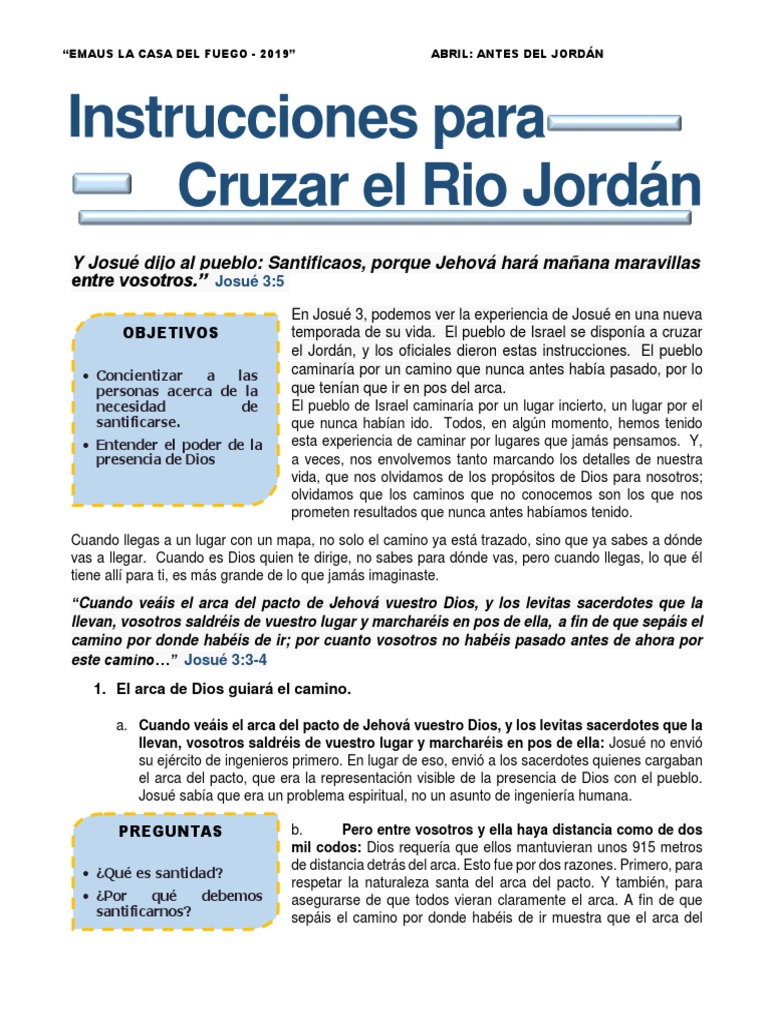 Instrucciones para Cruzar el Jordán | PDF | Arca de la Alianza | Dios
