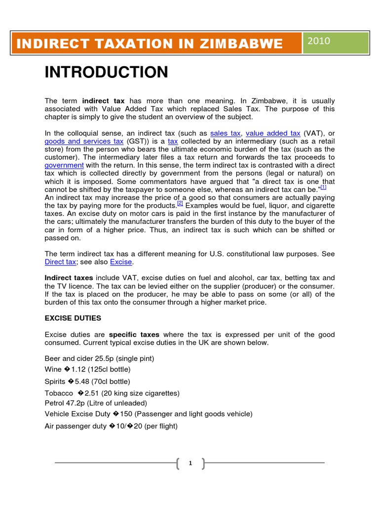 Indirect Taxation Overview | PDF | Indirect Tax | Value Added Tax