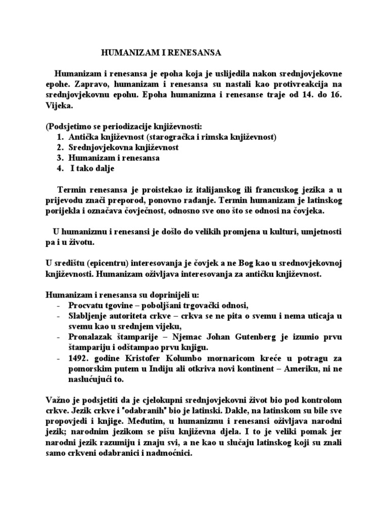 Humanizam I Renesansa | PDF