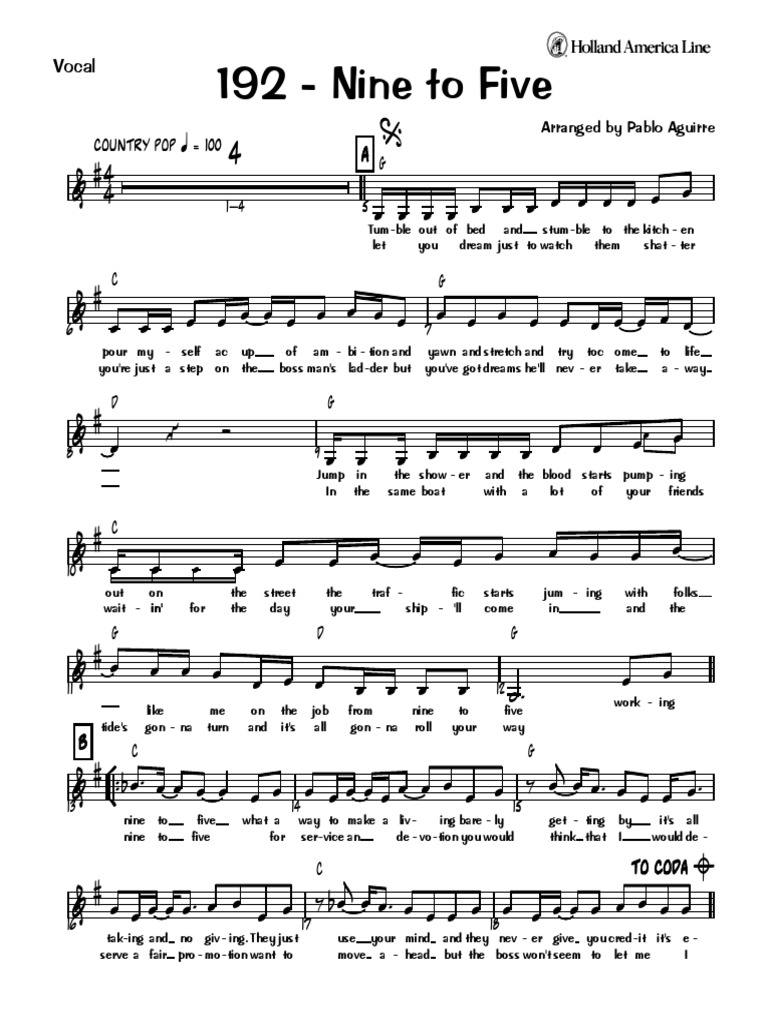 Nine To Five Vocal Score | PDF
