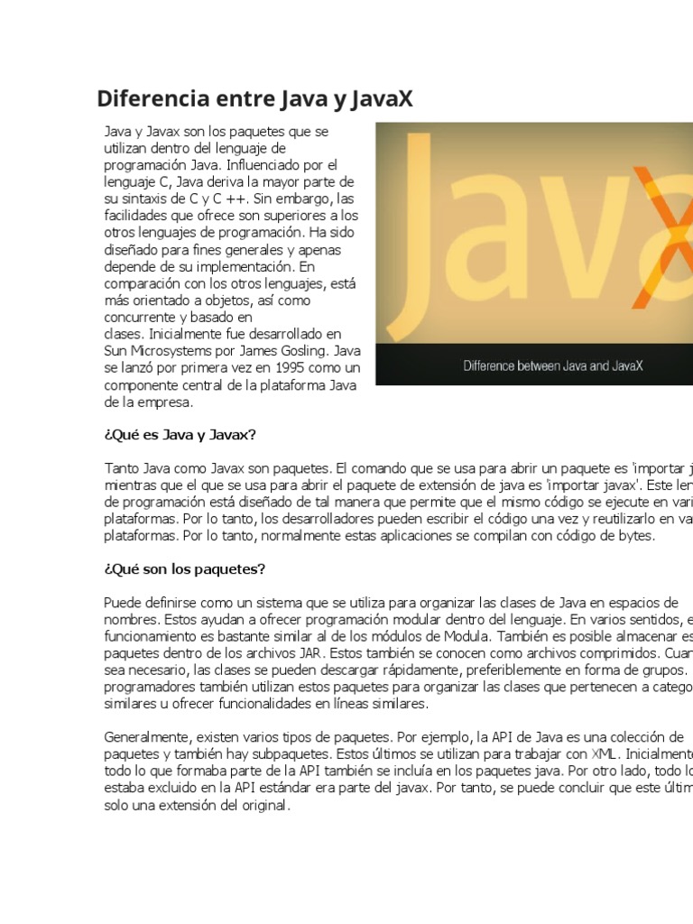 Diferencias Java vs Javax en Programación | PDF | Java (lenguaje de ...