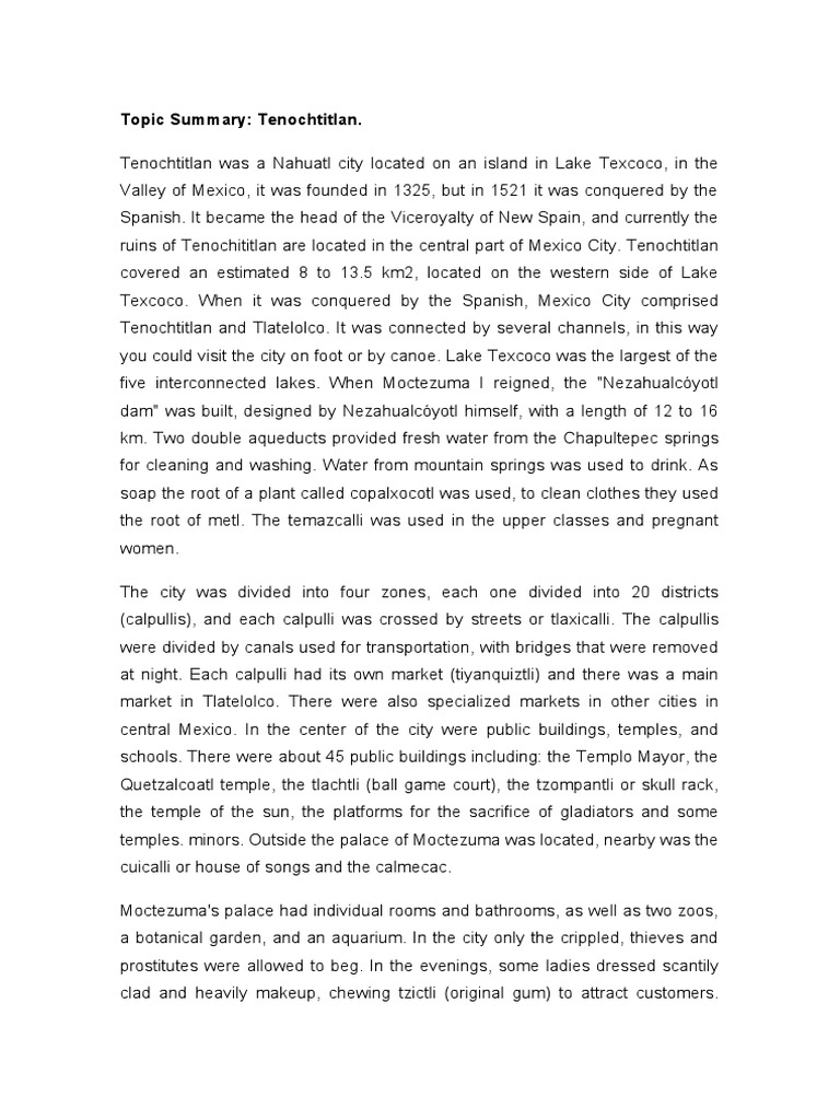 Tenochtitlan and Questions | PDF | Aztec | Culture Of The Americas