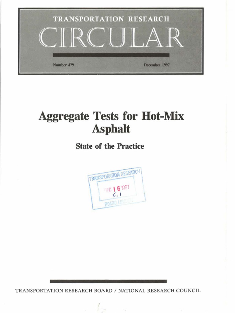 Aggregate Tests For Hot-Mix Asphalt: State of The Practice | PDF | Road ...