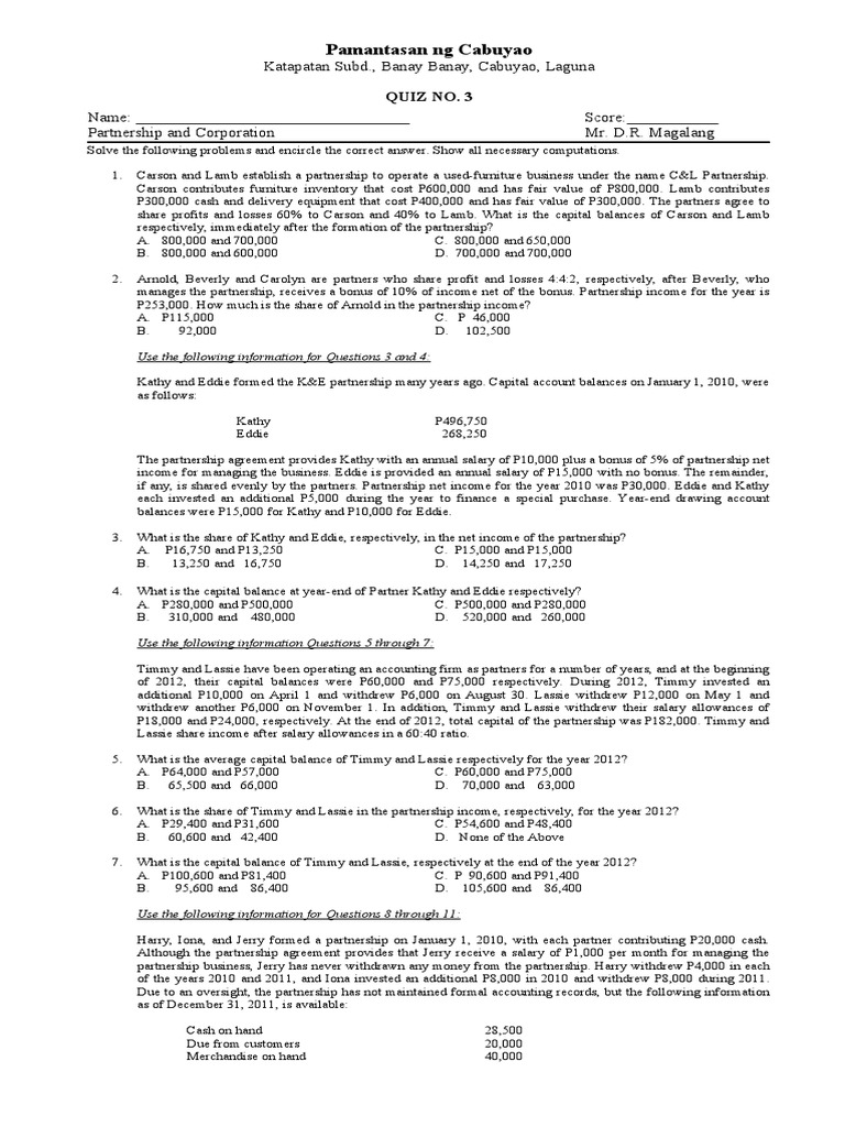 PARCOR | PDF | Partnership | Book Value