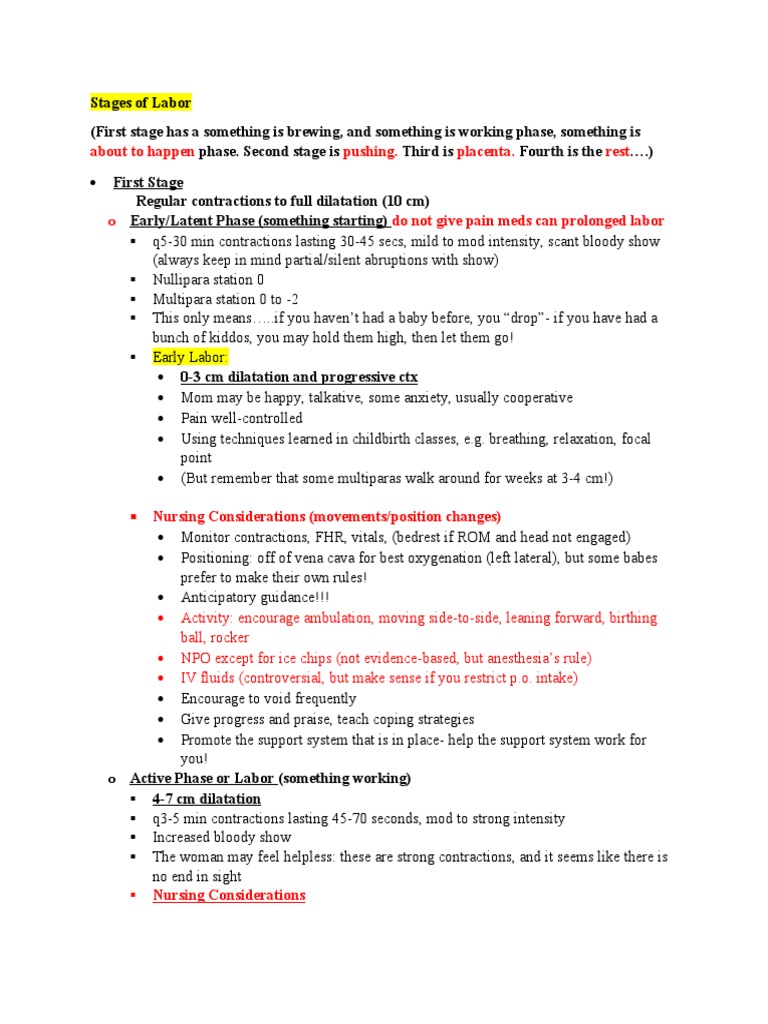 The Four Stages of Labor: From Early Contractions to Recovery | PDF ...
