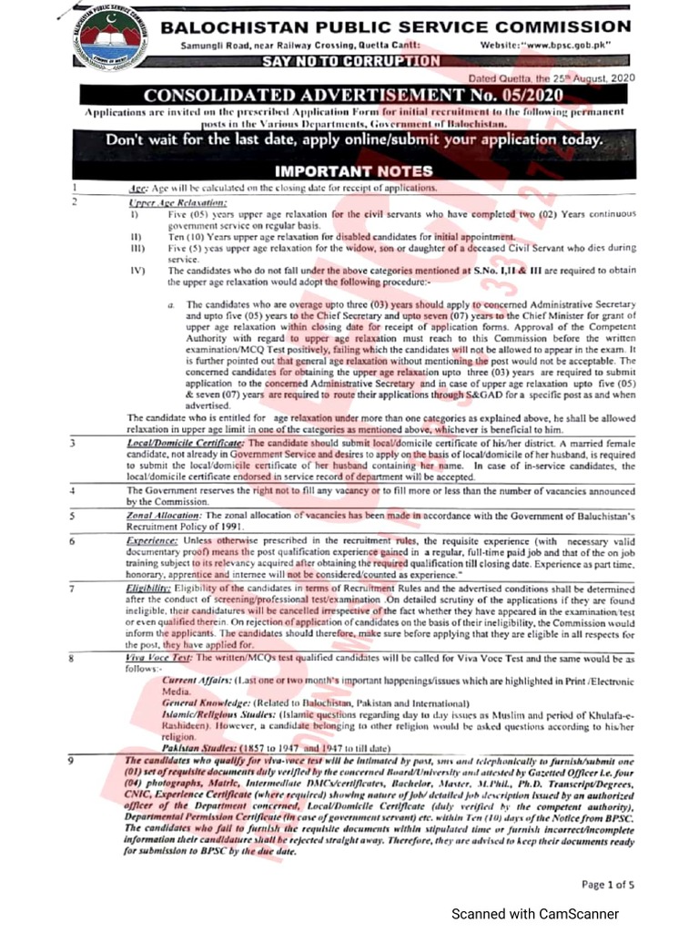 BPSC Advertisement 5 PDF | PDF